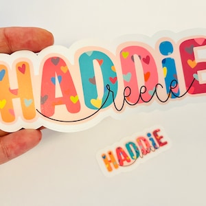 Custom Name Stickers | First and Middle, Last Names | Hearts Water ...