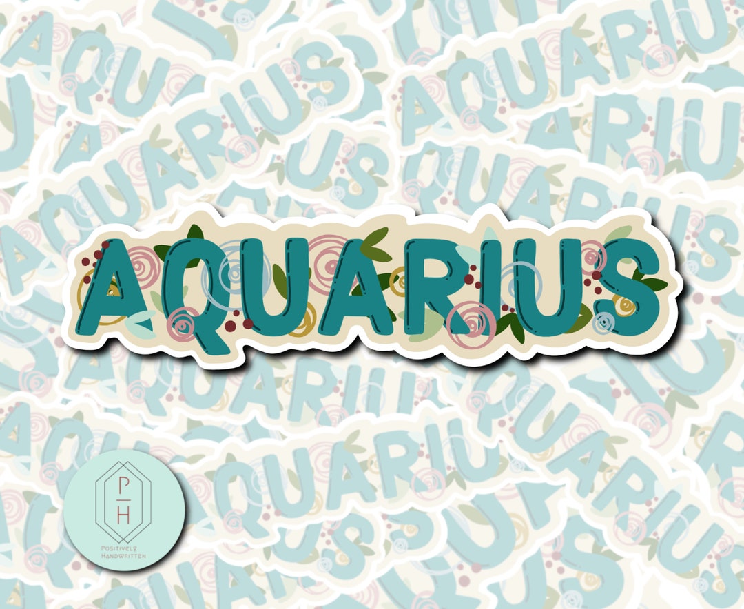 Aquarius Zodiac Sign Decal | Astrological Sign Sticker | Flower ...