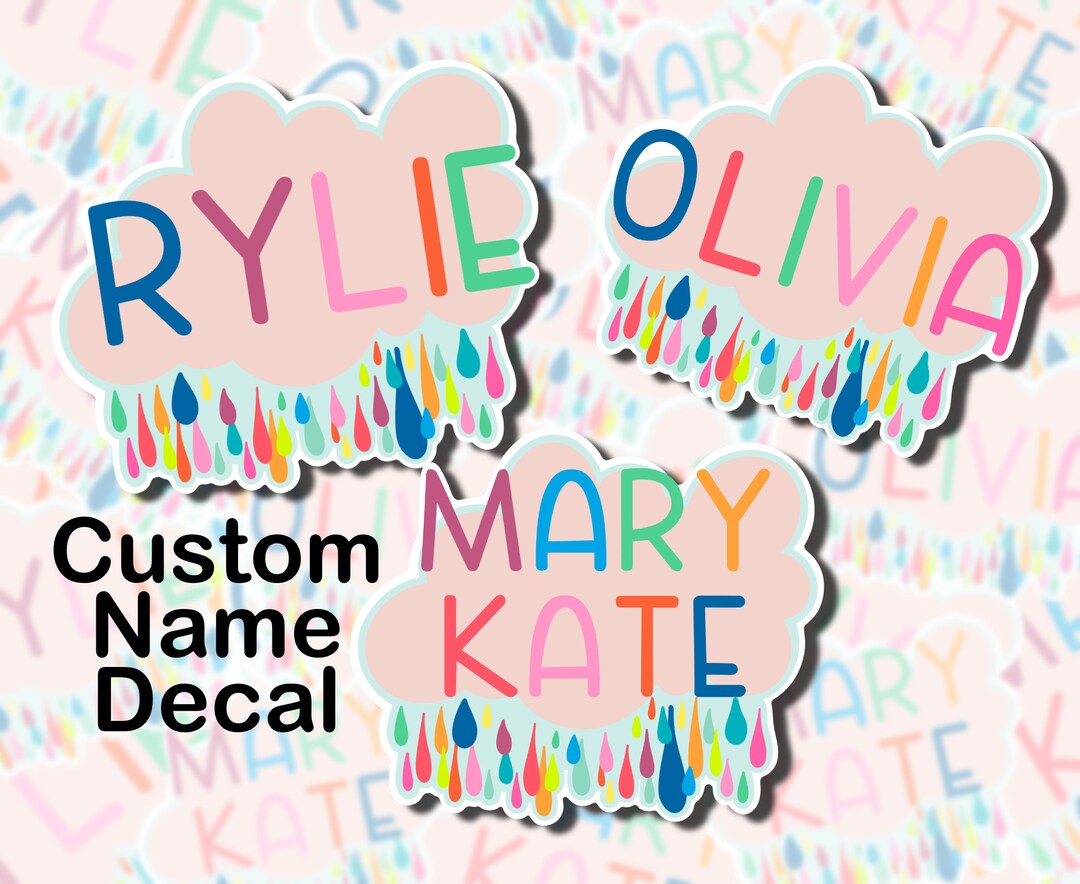 Custom Name Stickers | First and Middle, Last Names | Rain Cloud Water ...