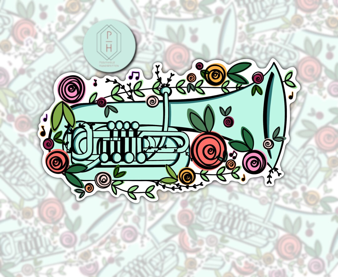 Baritone Horn Floral Decal | Marching Band Gift | Trendy Sticker ...