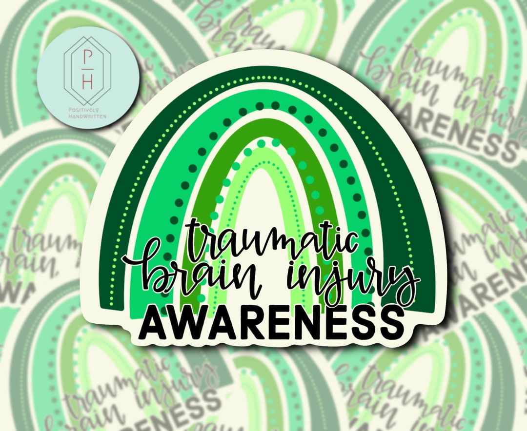 Traumatic Brain Injury Awareness Green Boho Rainbow. Weather Resistant ...