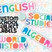 Bright Colored School Subject Label Stickers | for Notebooks and School ...