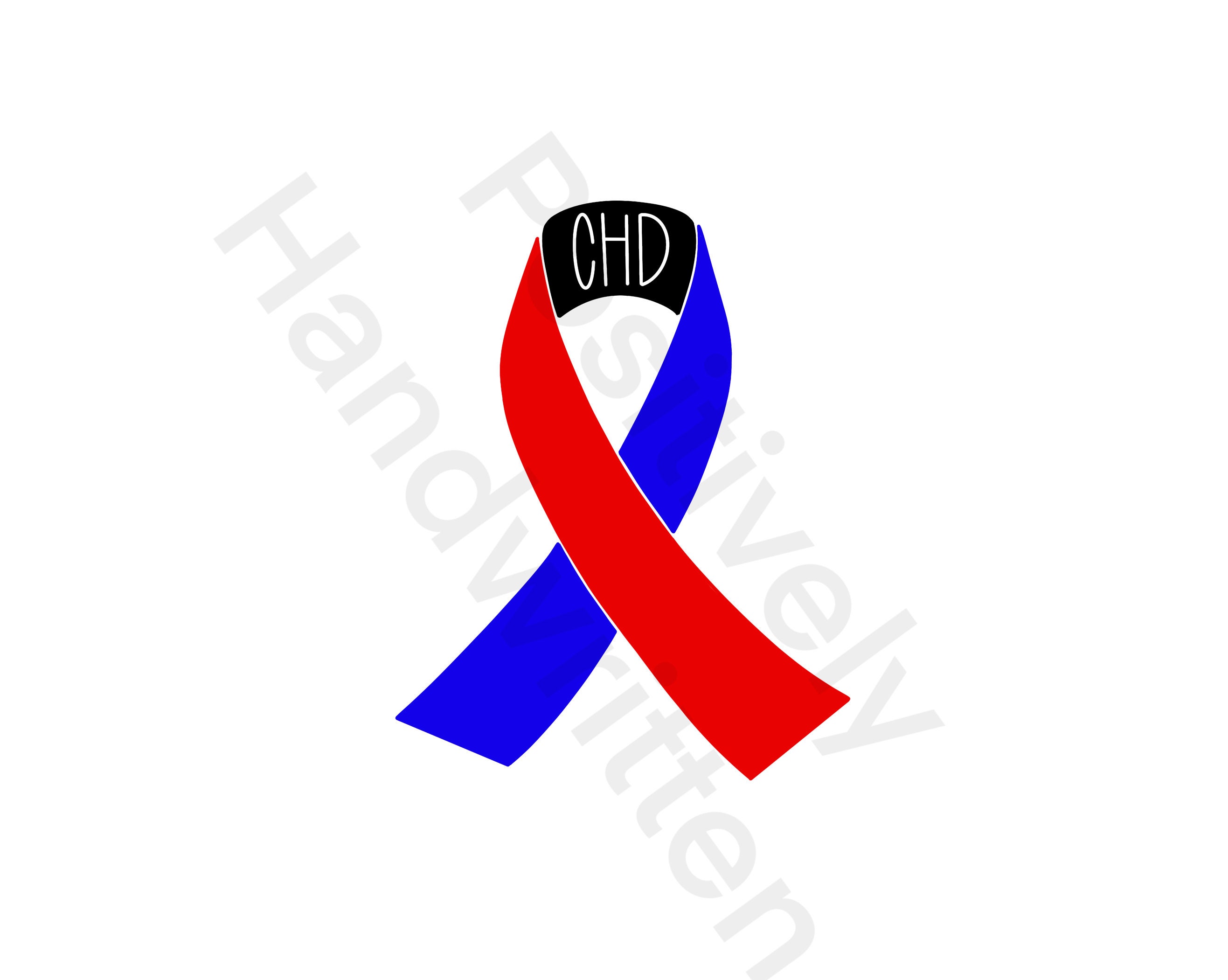 CHD Awareness Blue and Red Ribbon. Congenital Heart Defect | Etsy