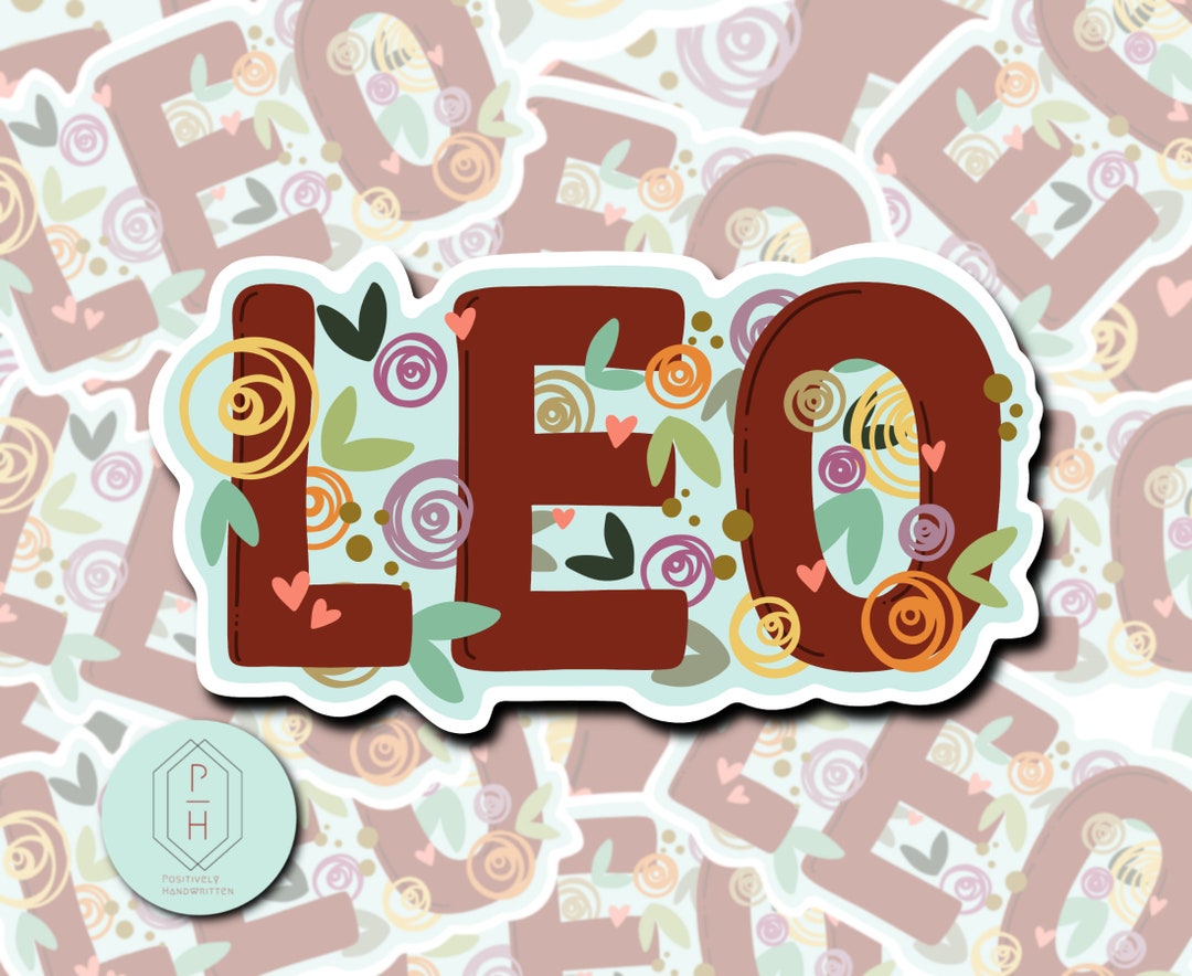 Leo Zodiac Sign Decal | Astrological Sign Sticker | Flower Stickers ...