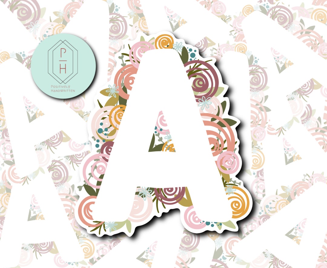 Boho Floral Initial A Sticker. Unique Letter A Monogram Decal. for ...
