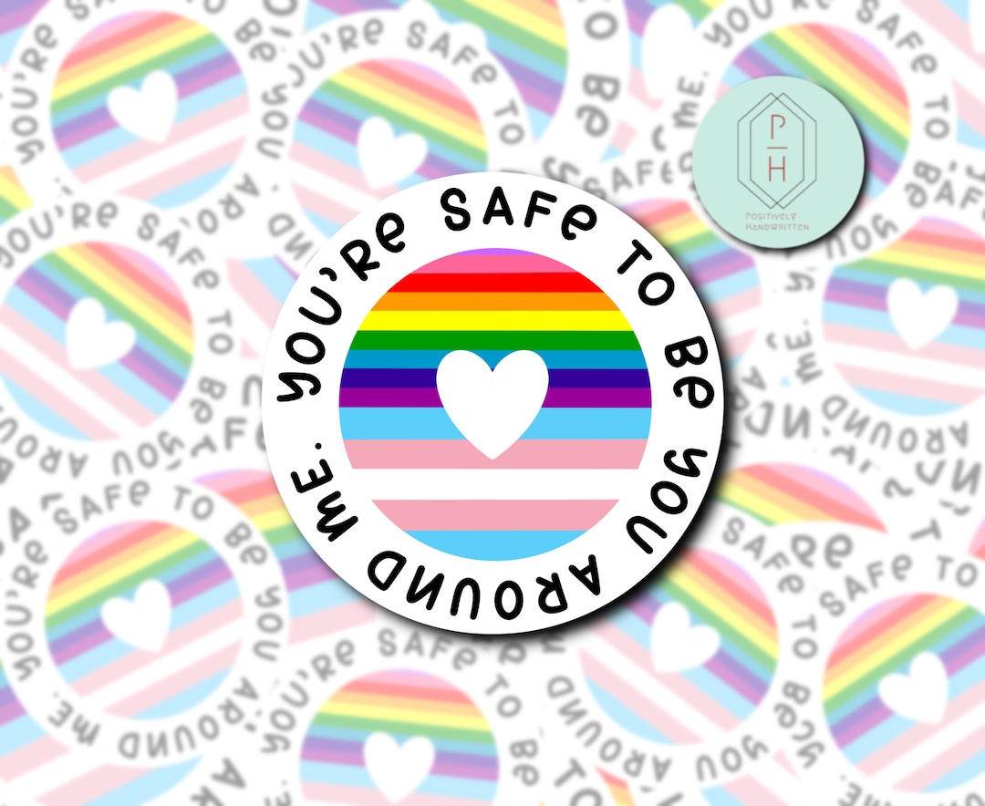 Youre Safe With Me Ally Sticker Progress Pride Flag Trans Flag Lgbtq