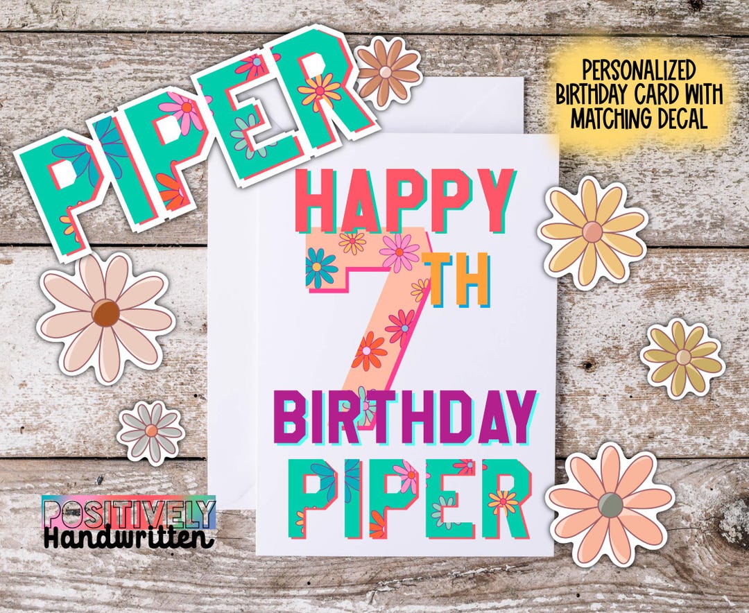 Daisies Personalized 7th Birthday Card for Girls: Handmade Greeting ...