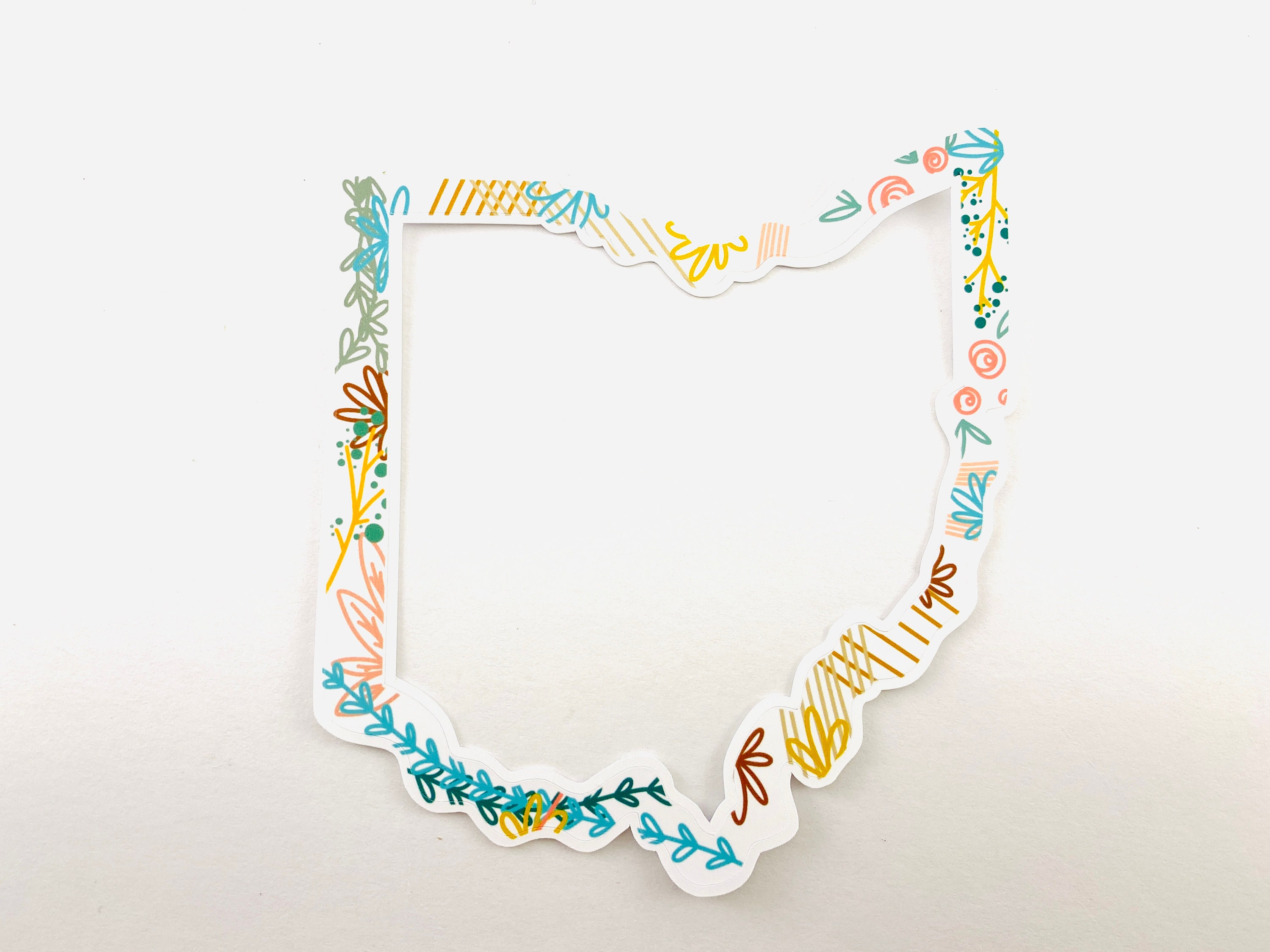 Ohio State Outline Sticker. Abstract Colorful Floral. Vinyl - Etsy