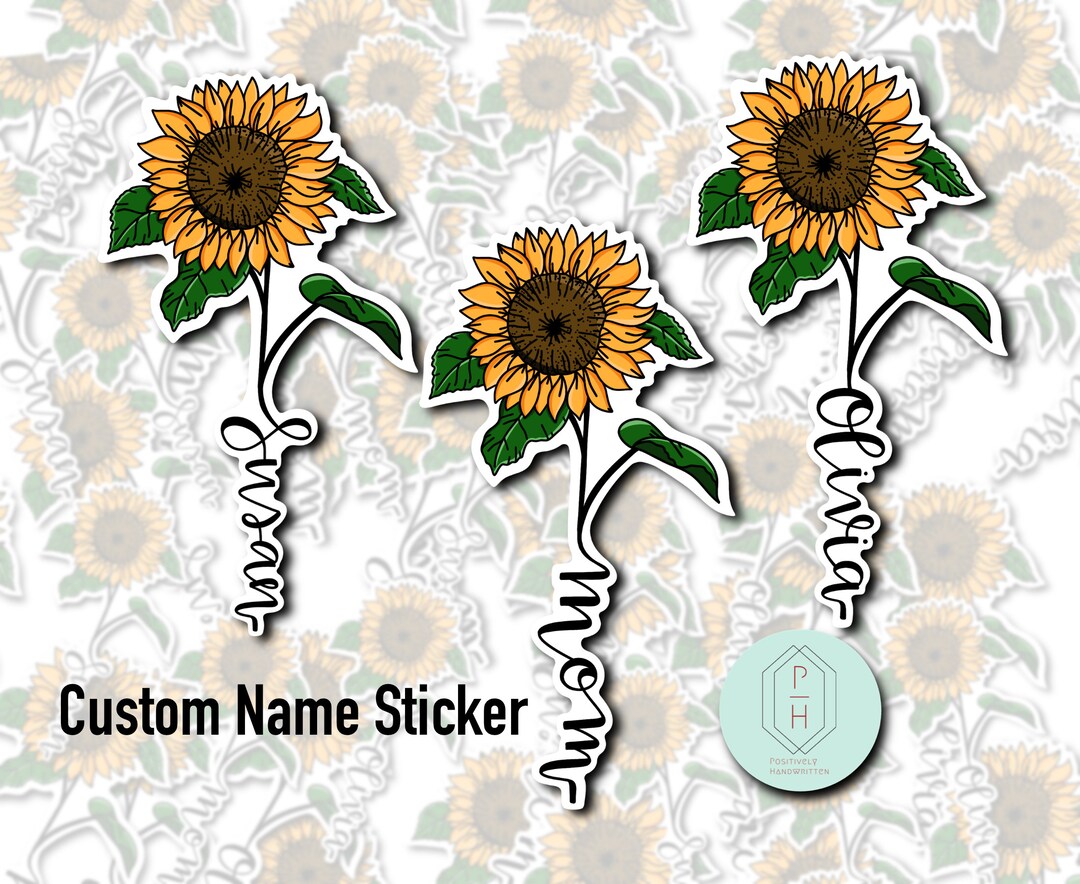 Custom Sunflower Name Sticker: Personalized Decal - Etsy