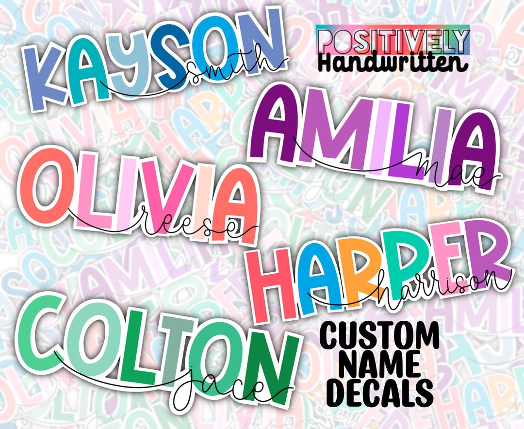 Personalized Name Stickers: Colorful Water Bottle, Laptop Decals - Etsy