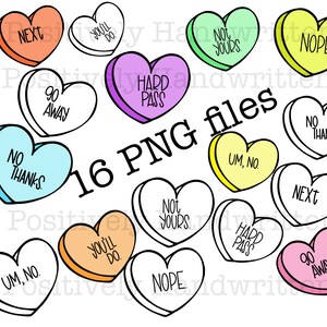 Funny Anti-valentines Day Conversation Candy Hearts Bundle. 16 Digital ...