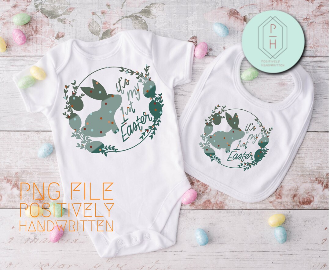 Babys First Easter Shirt Design. Boho Aesthetic. Bunny, Eggs. PNG ...