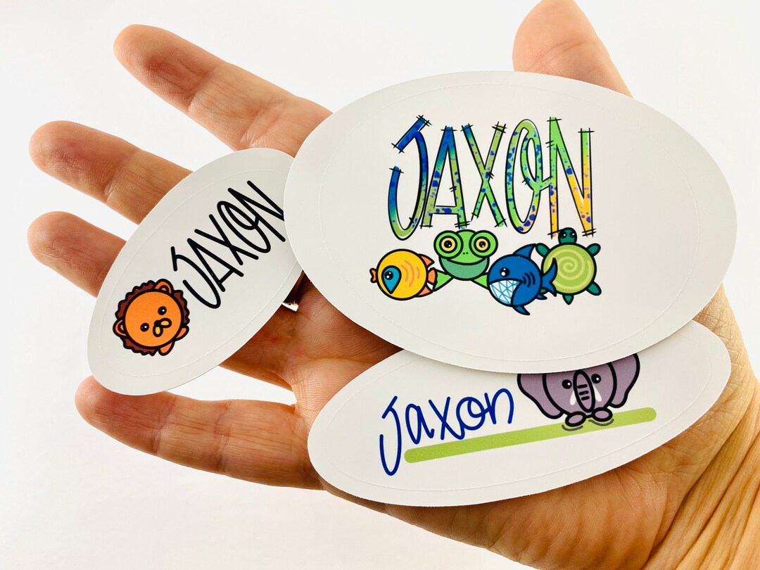 Handwritten Custom Stickers. Your Name With Animal Designs. - Etsy