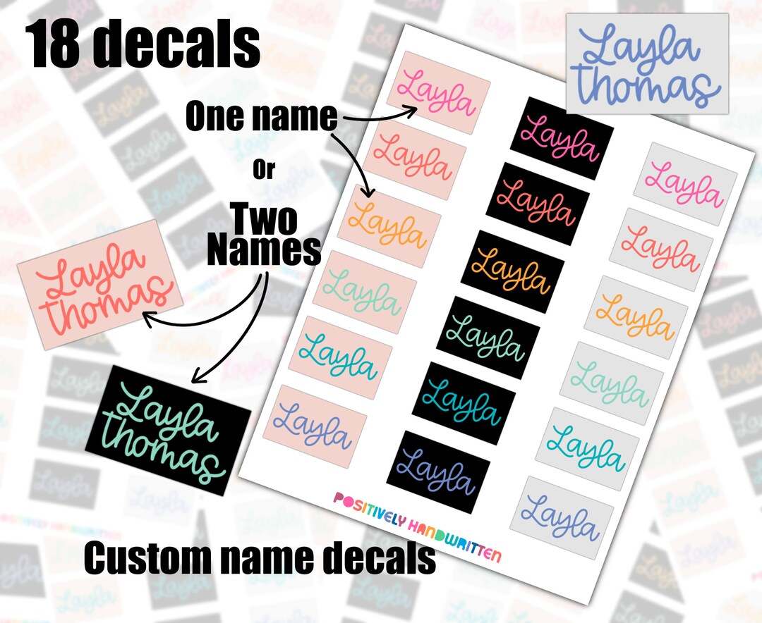 Custom Name Sticker Sheet: Colorful School Labels (18 Decals) - Etsy