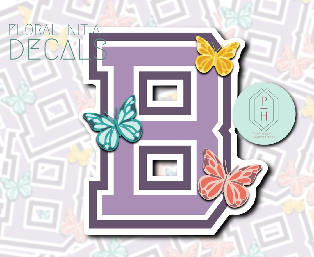 Butterfly Initial B Sticker. Letter B Monogram Decal. for Hydroflask ...