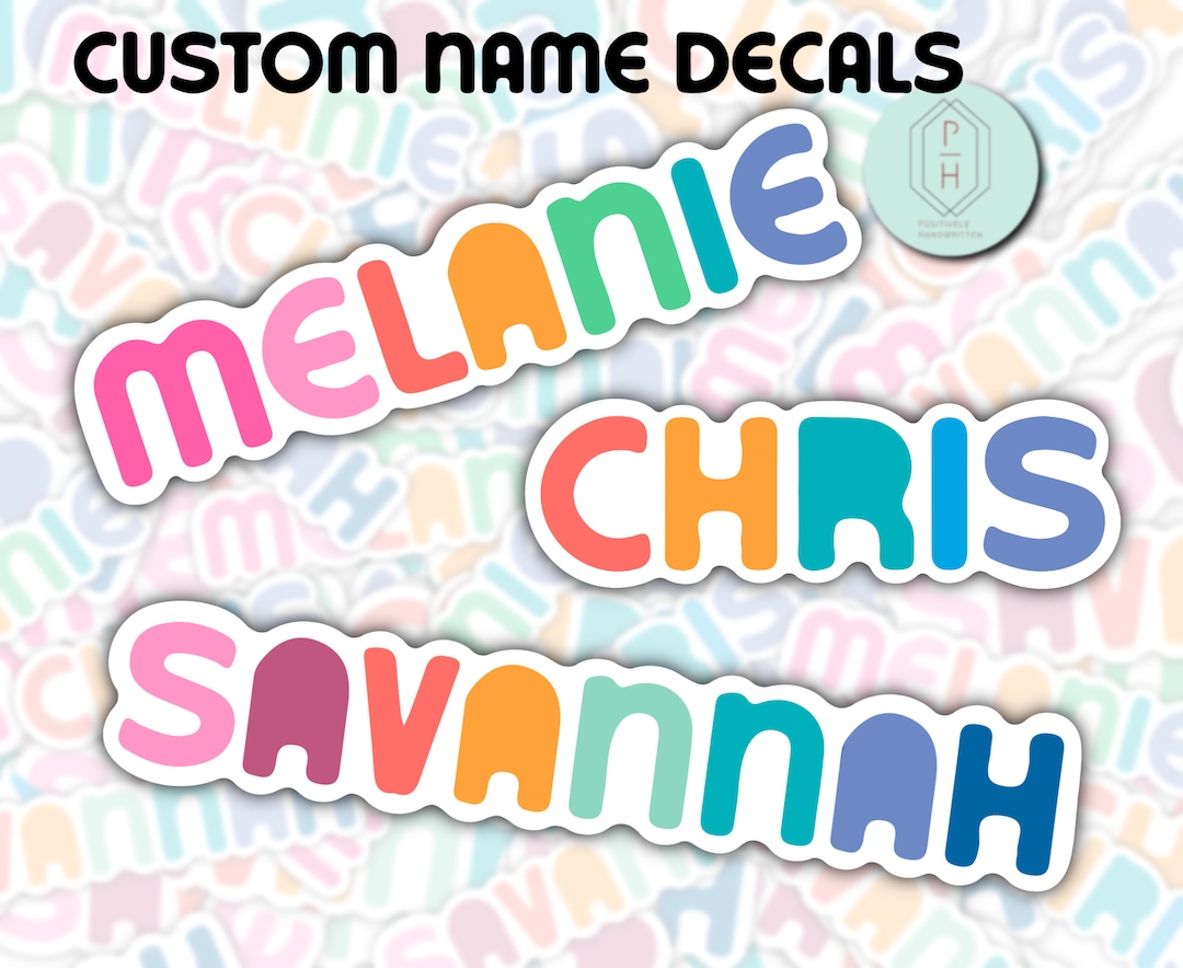 Custom Name Stickers: Colorful Personalized Decals - Etsy