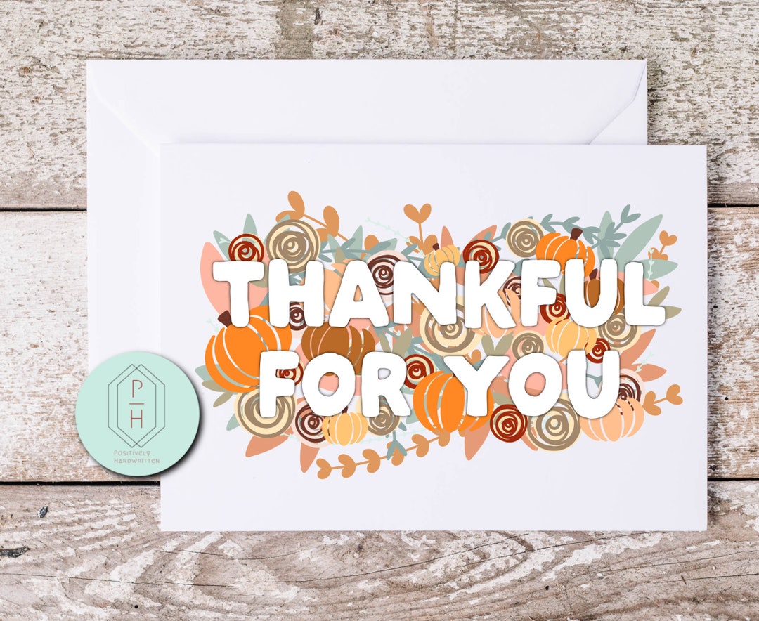 Handmade Thankful for You Card: Floral Pumpkin Design - Etsy