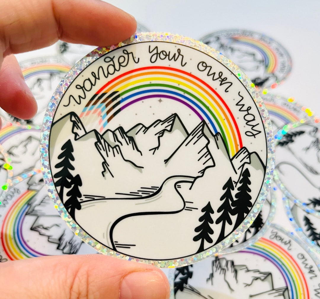 Progress Pride Flag Glitter Sticker: Wander Your Own Way Waterproof ...