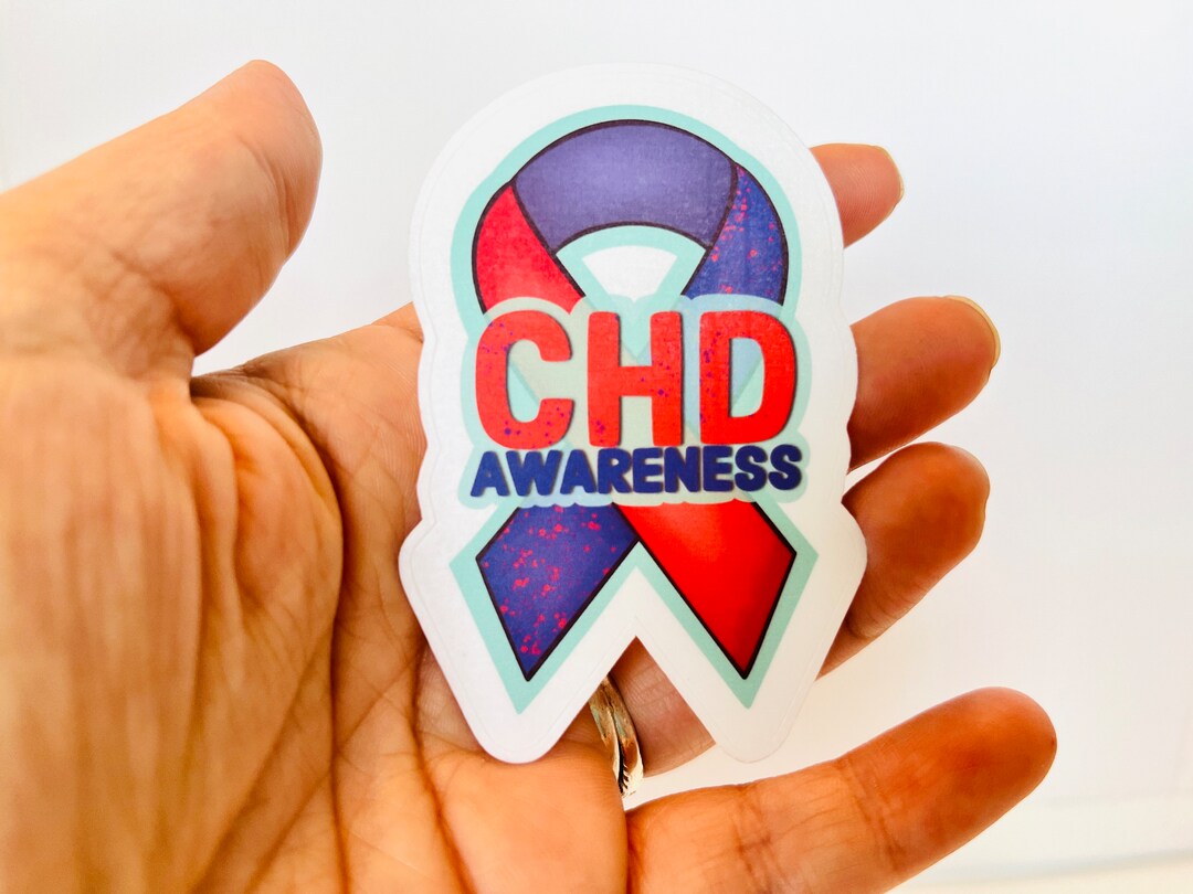 CHD Ribbon Sticker. Heart Strong. Colorful Congenital Heart Defect ...