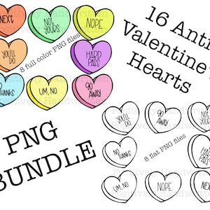 Funny Anti-valentines Day Conversation Candy Hearts Bundle. 16 Digital ...