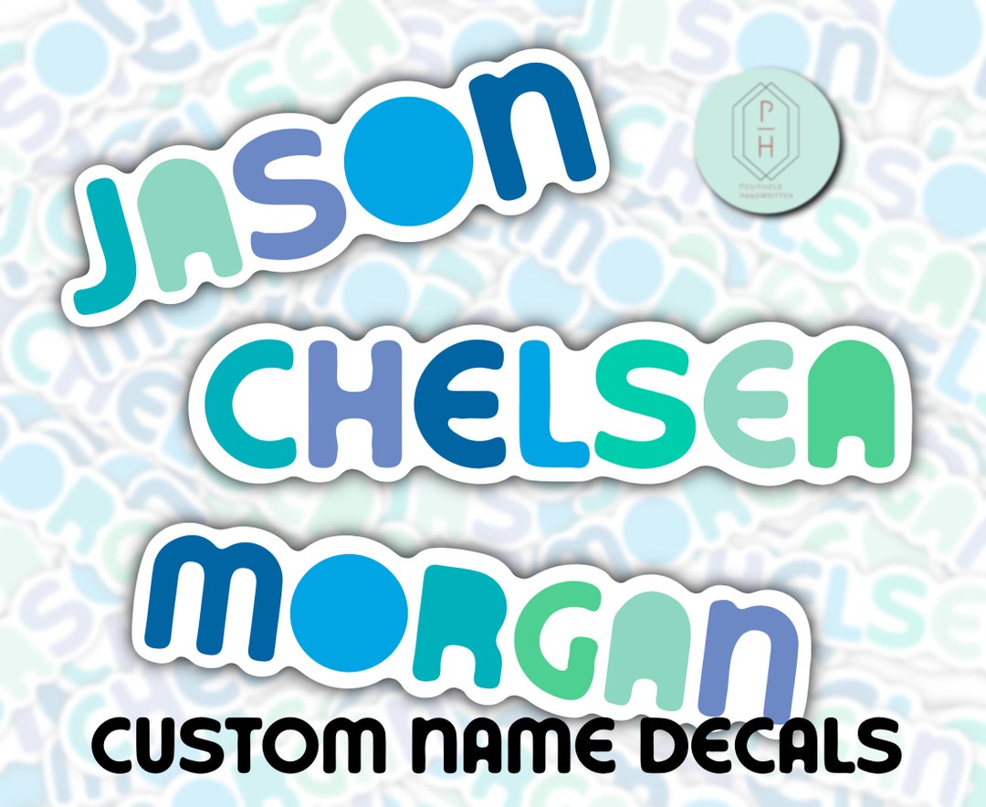 Custom Blue and Green Name Stickers | First and Middle, Last Names ...
