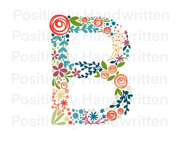 Alphabet Clipart Letter B Floral Clipart Font Monogram - Etsy