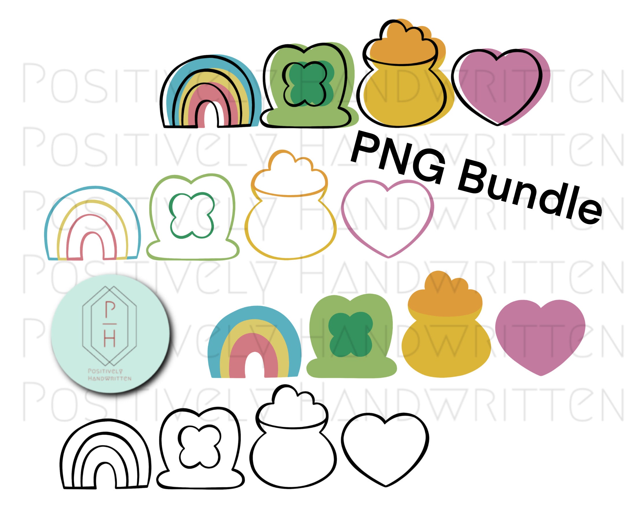 Lucky Charm. PNG Bundle. 4 Colorful St. Patricks Day Design - Etsy