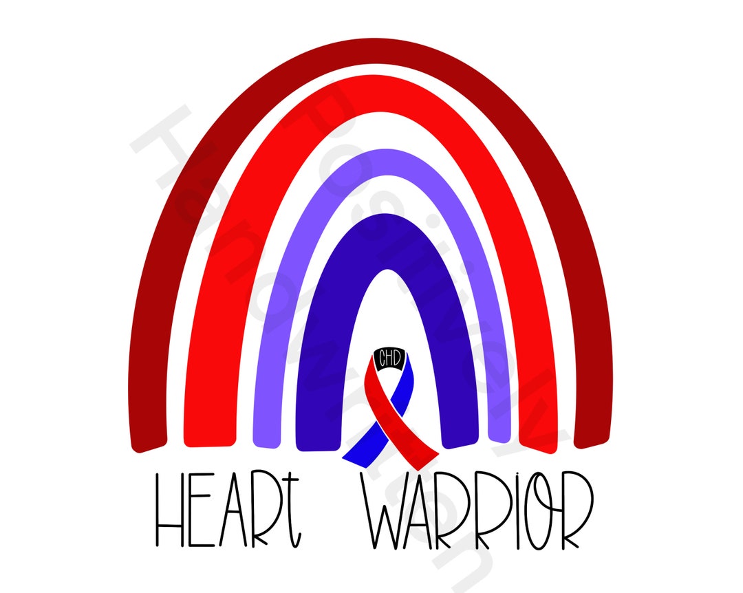 Heart Warrior. CHD Awareness Ribbon. Boho Rainbow Congenital Heart ...