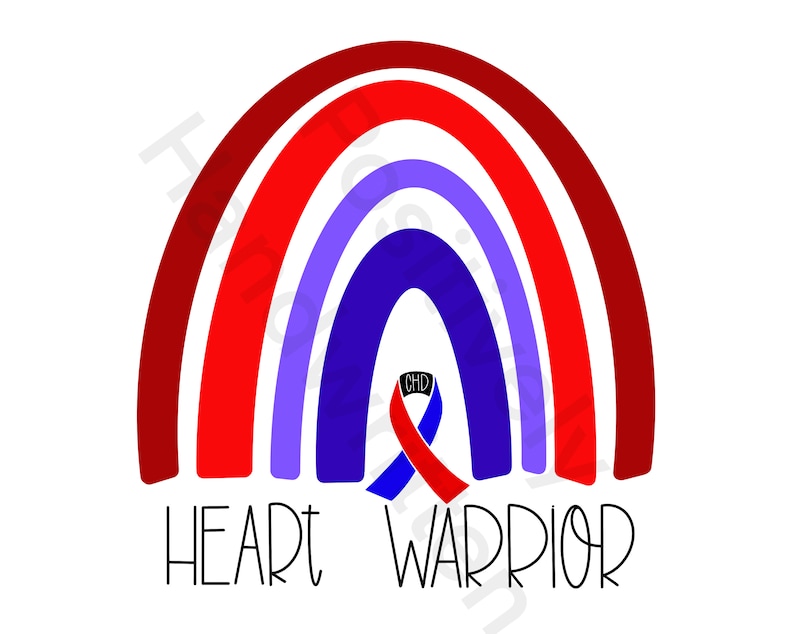 Heart Warrior. CHD Awareness Ribbon. Boho Rainbow Congenital Heart ...