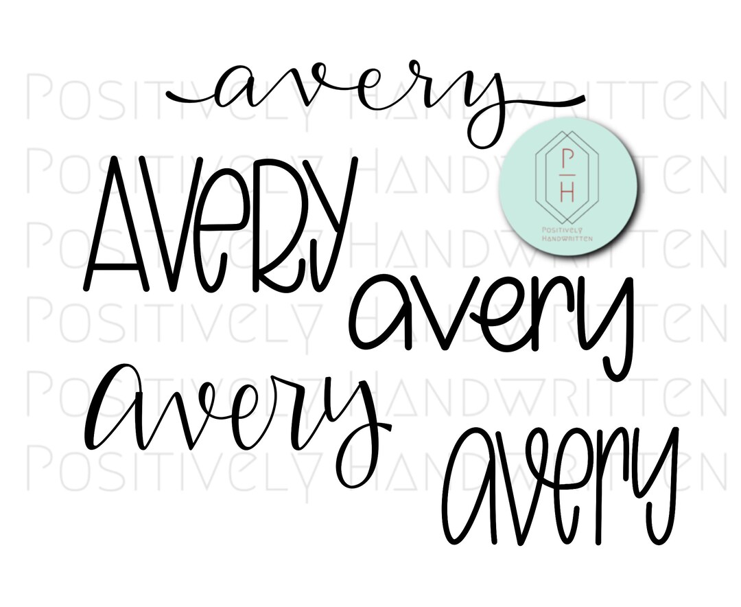 Handwritten, Hand-lettered Names- Avery Bundle | PNG Cut Files for ...