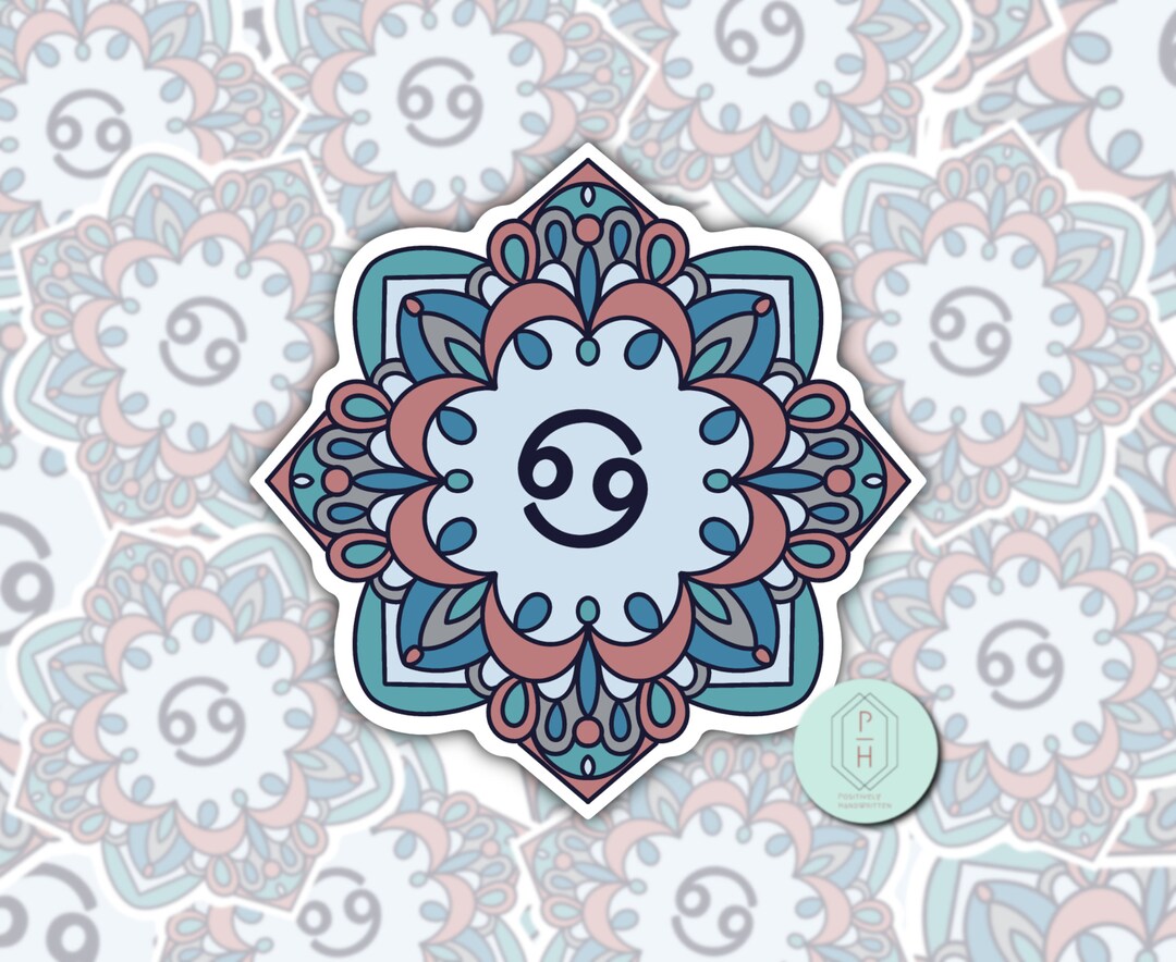 Cancer Zodiac Mandala Sticker: Water Bottle, Laptop Decal - Etsy