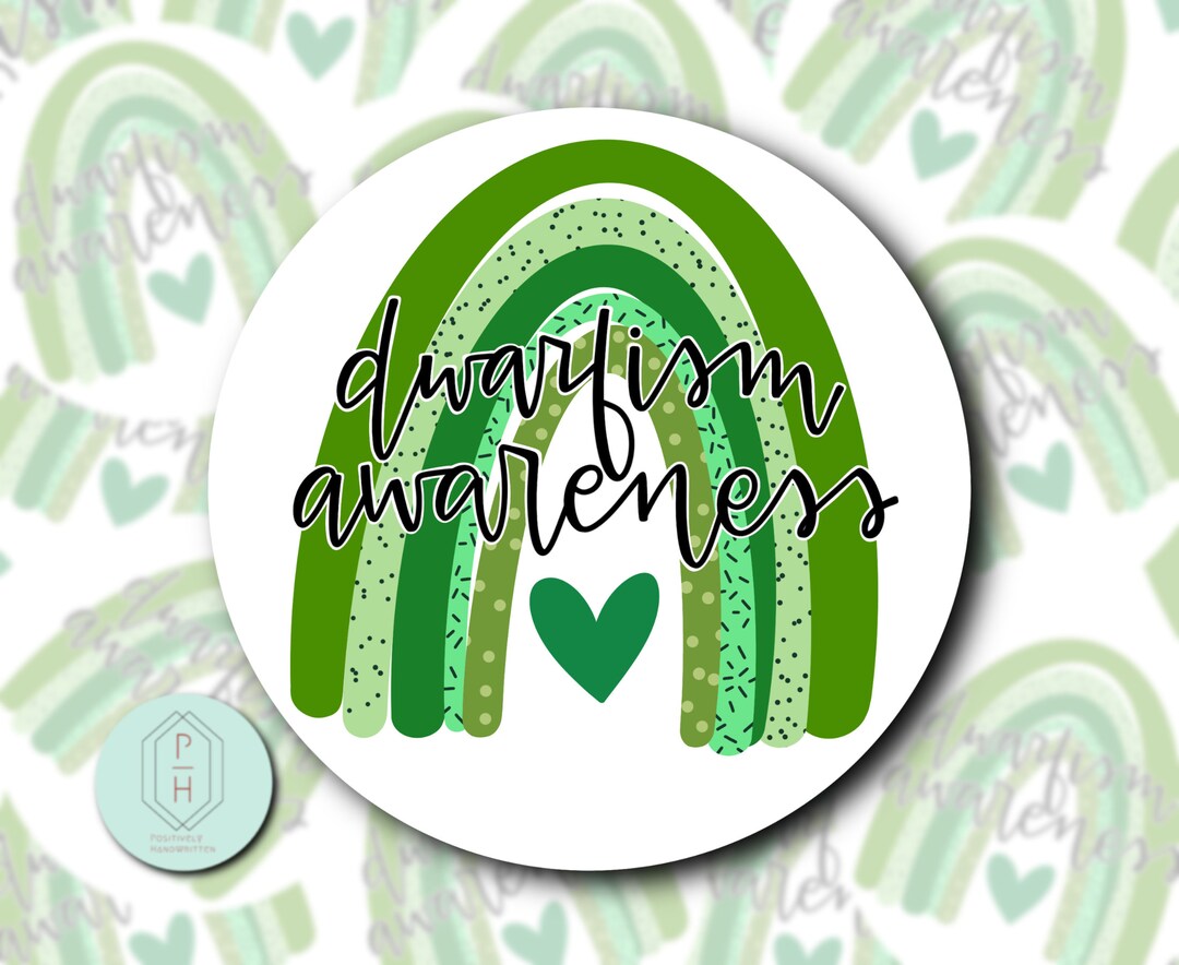 Dwarfism Awareness Sticker | Boho Rainbow | Green Dwarfism Ribbon | for ...