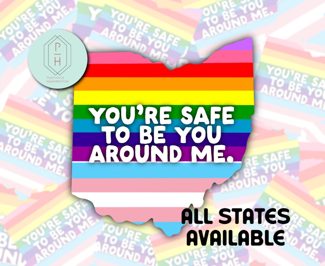 Ohio Ally Sticker: Progress Pride Flag, Trans Flag (water Resistant) - Etsy