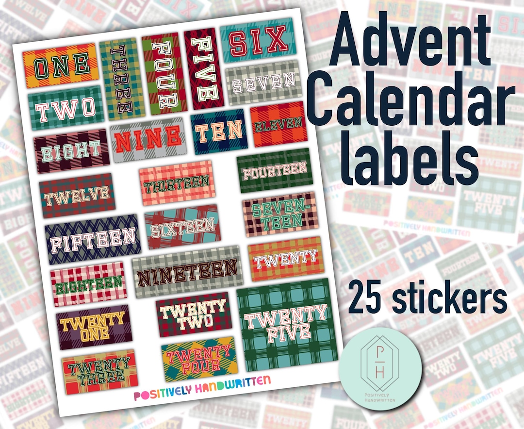 Christmas Advent Calendar Labels | Plaid Sticker Sheet | 25 Stickers - Etsy