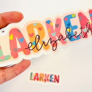 Custom Name Stickers | First and Middle, Last Names | Hearts Water ...