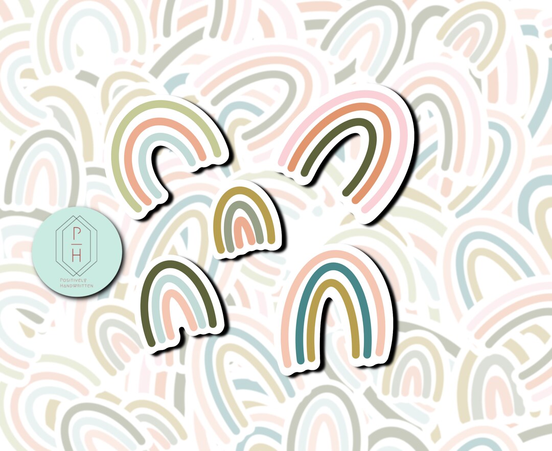 Neutral Aesthetic Boho Rainbow Stickers. Set of 5 Laptop Decals ...