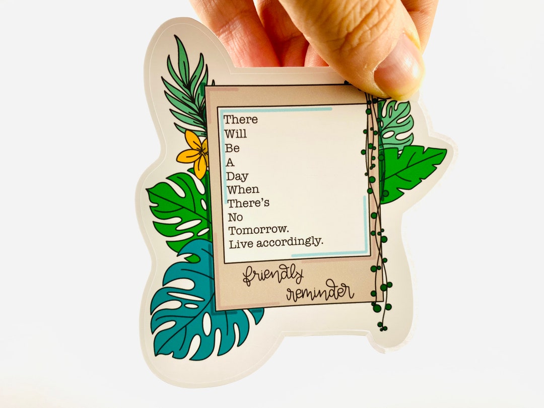 Friendly Reminder. Inspirational Quote Sticker. Monstera Leaf. Vintage ...