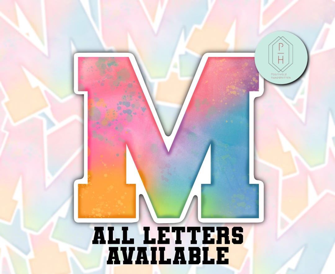 Letter M Initial Sticker | Laptop, Phone Case Decal | Gift for Her ...