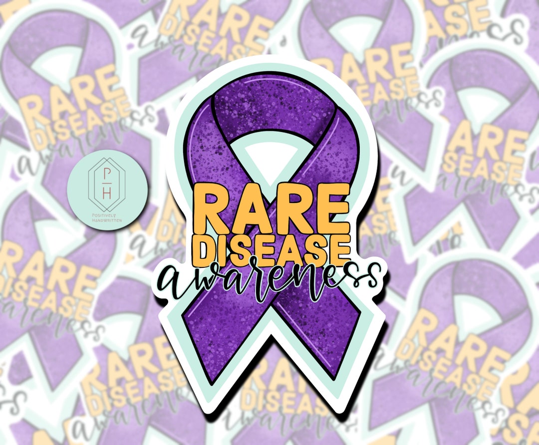Rare Disease Awareness Ribbon. Purple Weather Resistant Sticker, Decal ...