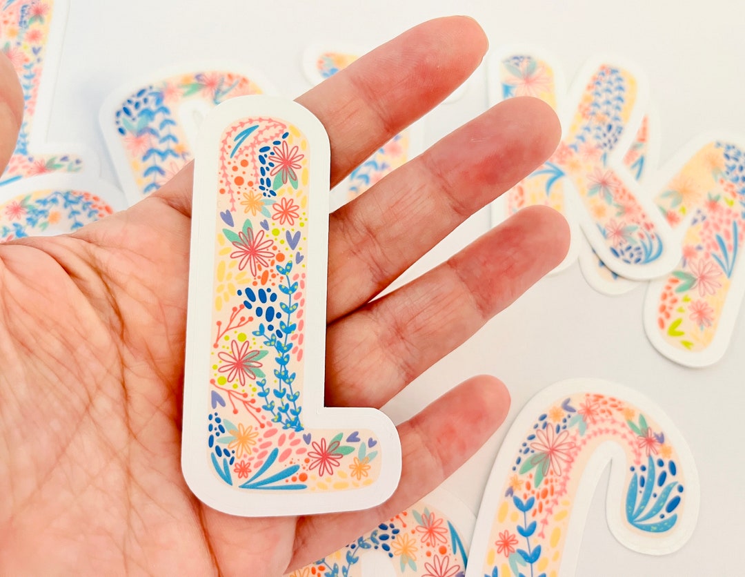 Floral Initial L Sticker. Letter L Monogram Decal. for Hydroflask ...