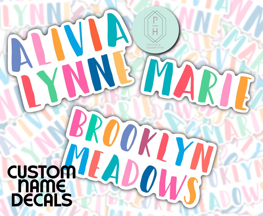 Colorful Custom Name Stickers | Holographic | First and Middle, Last ...
