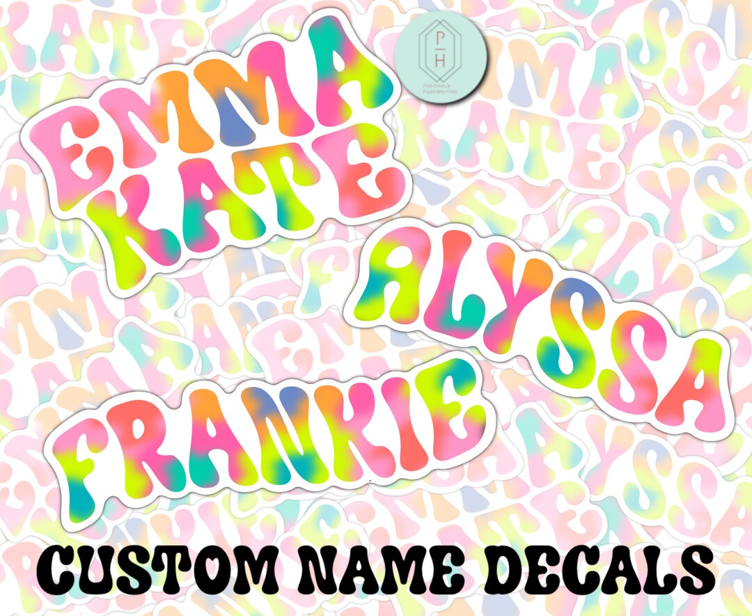 Retro Tie Dye Custom Name Stickers | First and Middle, Last Names ...