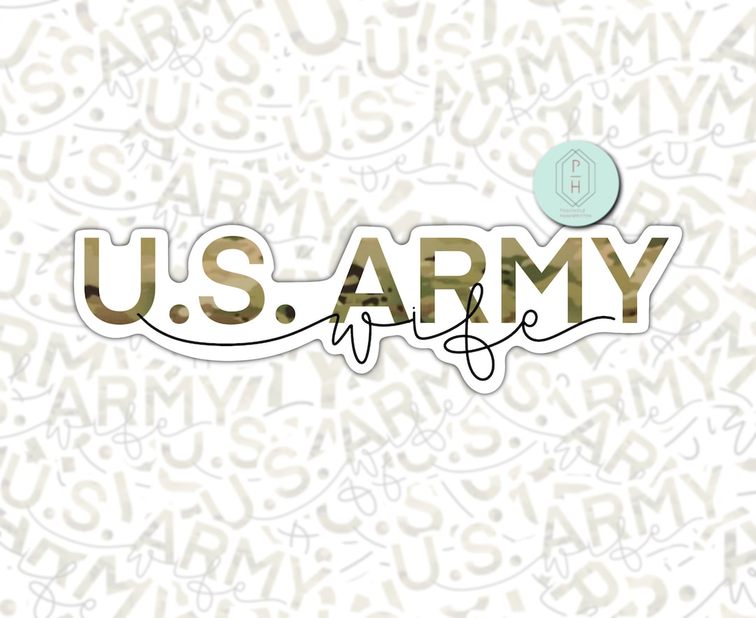 US Army Wife Sticker | Water Resistant Decal | Patriotic Camouflage ...
