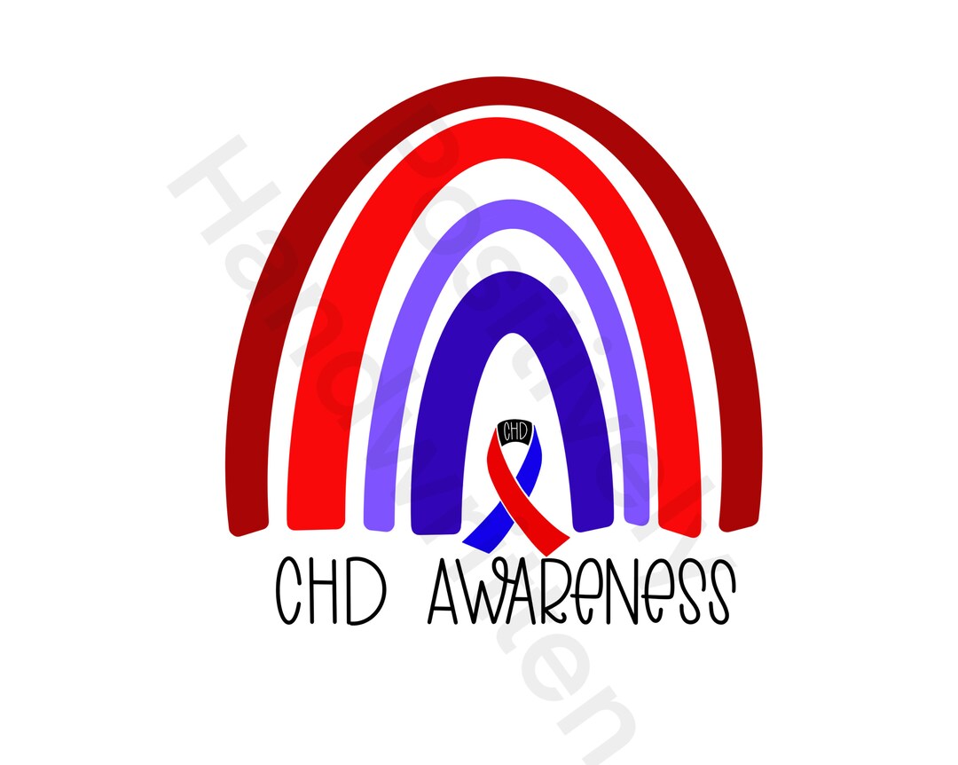 CHD Awareness Ribbon. Boho Rainbow. Congenital Heart Defect Art ...