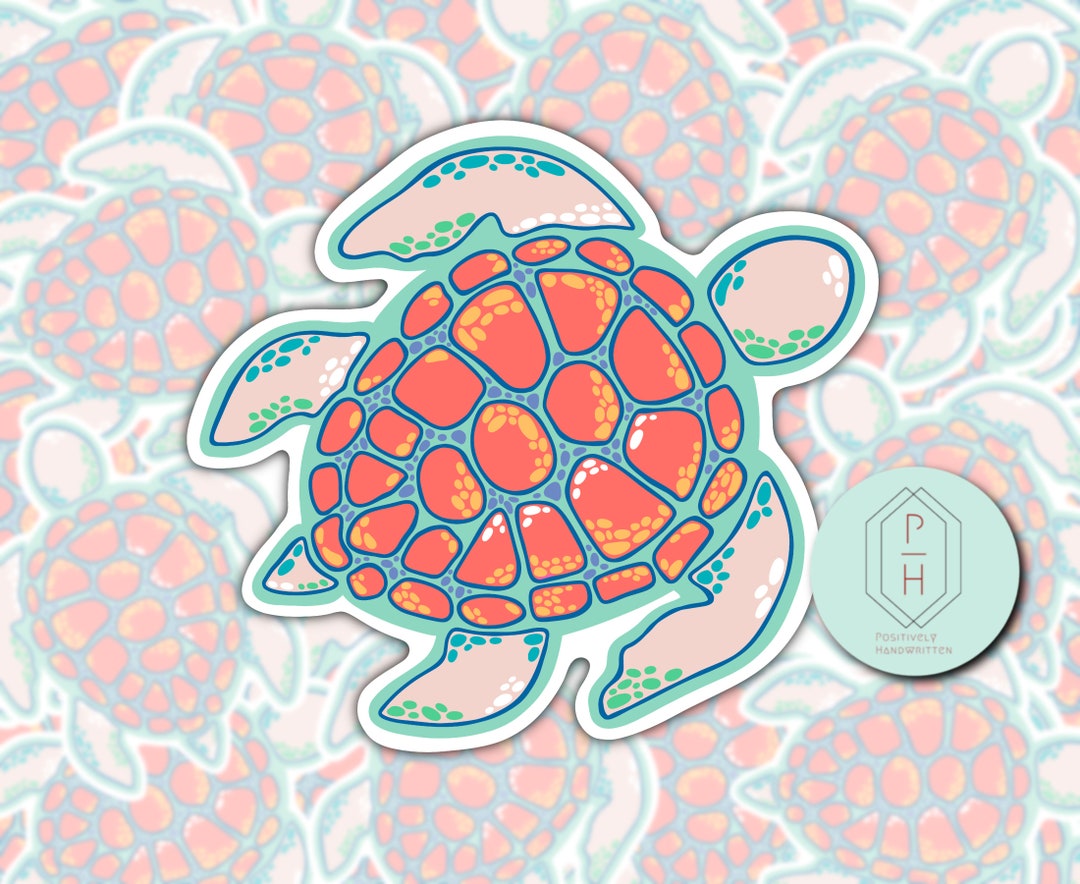 Sea Turtle Decal | Beach Vacation Cup Decor | Bumper Sticker, Water ...