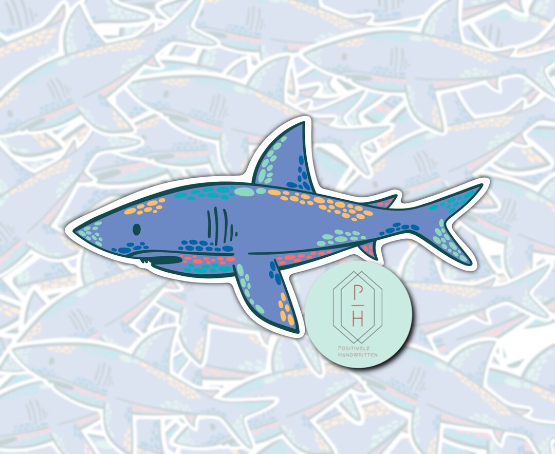 Shark Decal | Beach Vacation Cup Decor | Bumper Sticker, Water Bottle ...