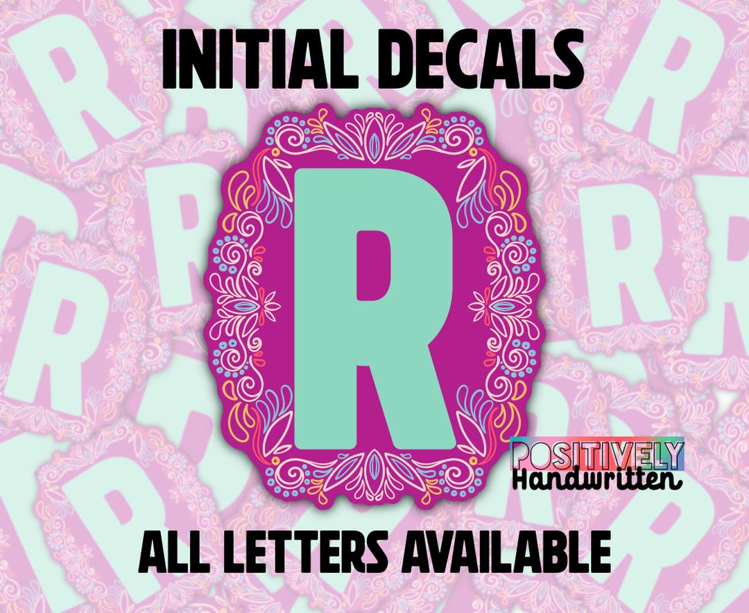 Unique Initial R Sticker. Letter R Monogram Decal. for Hydroflask ...