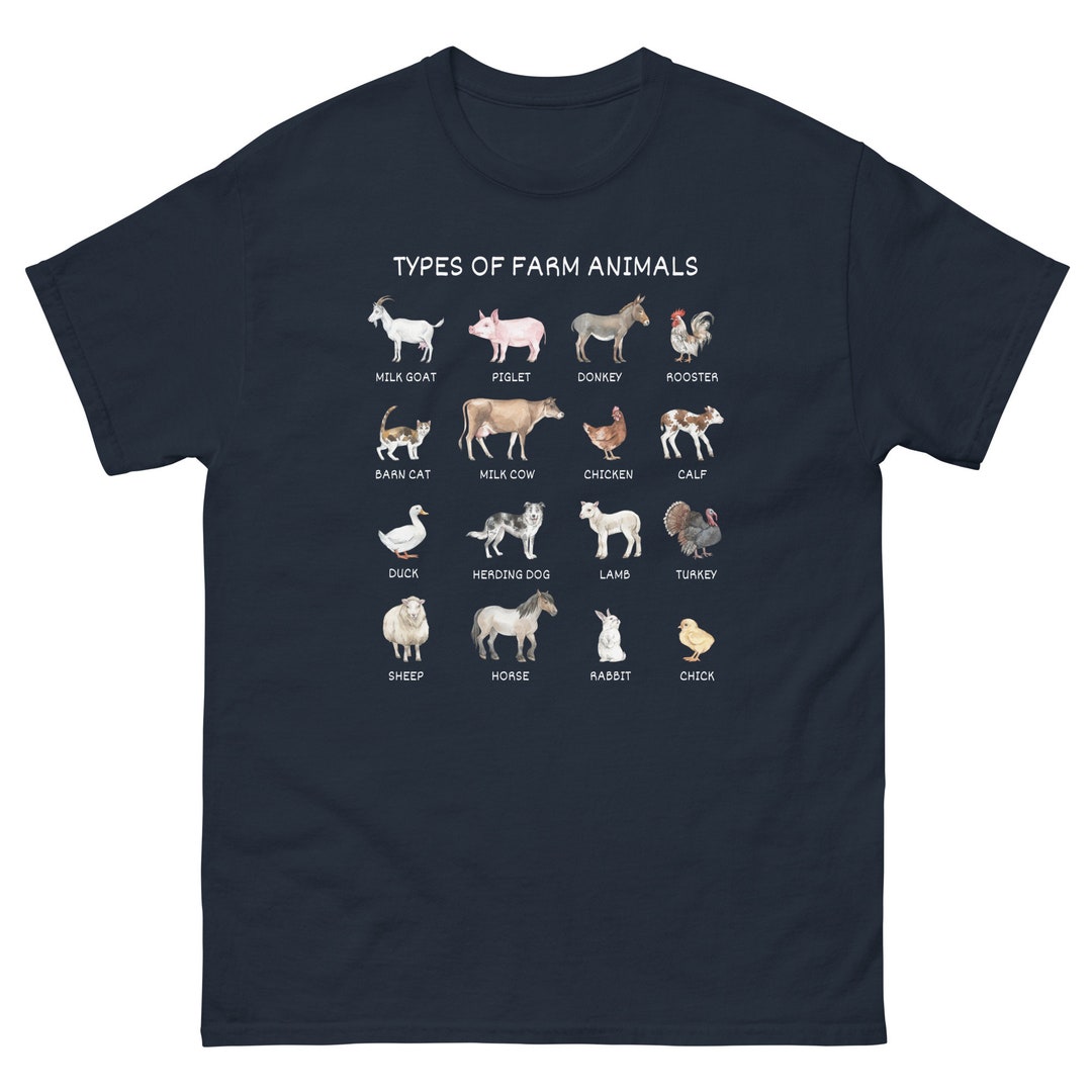 Types of Farm Animals Farmer Tees | Livestock Breeds Goat Pig Cow ...