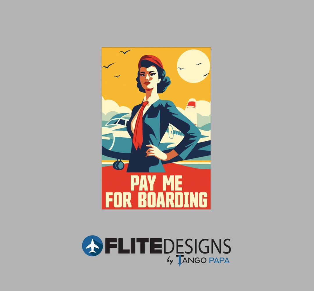 Pay Me for Boarding Sticker | Flight Attendant Gift, Aviation Decal - Etsy