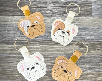 English Bulldog Keychain Hand Stamped English Bulldog Key Chain Bulldog ...